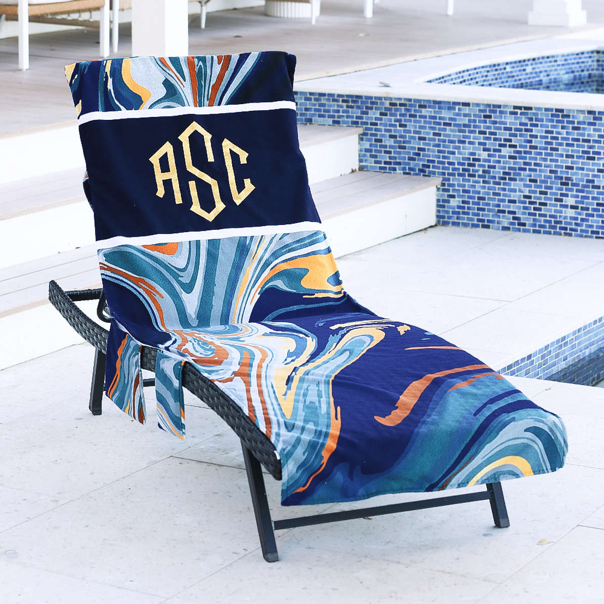 Monogrammed Lounge & Beach Chair Cover - Marleylilly