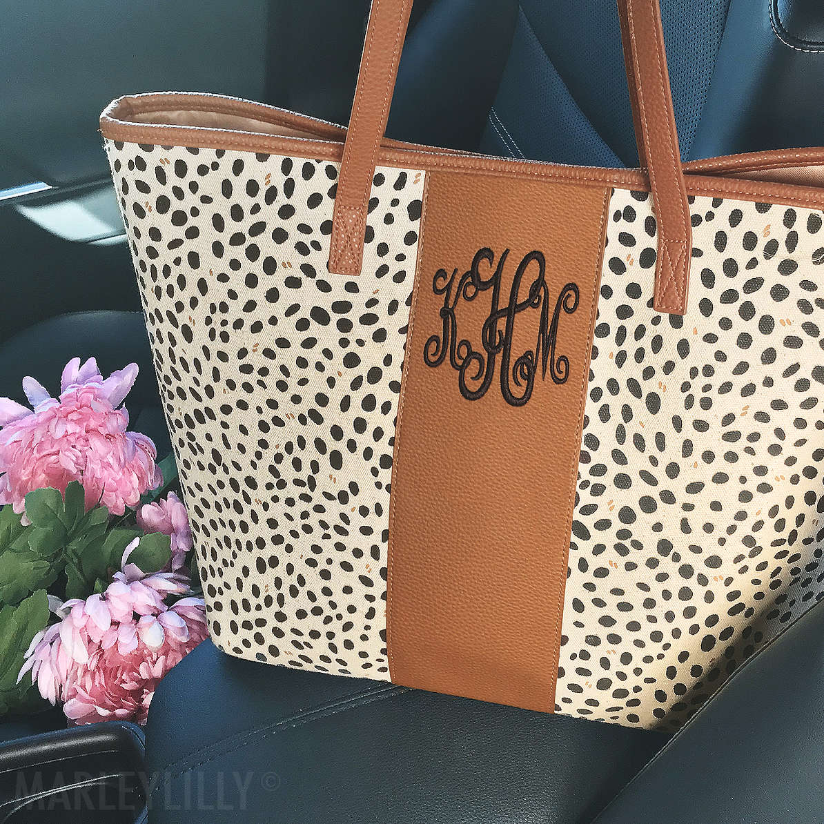 Monogrammed Leopard Print Tote Bag | Marleylilly