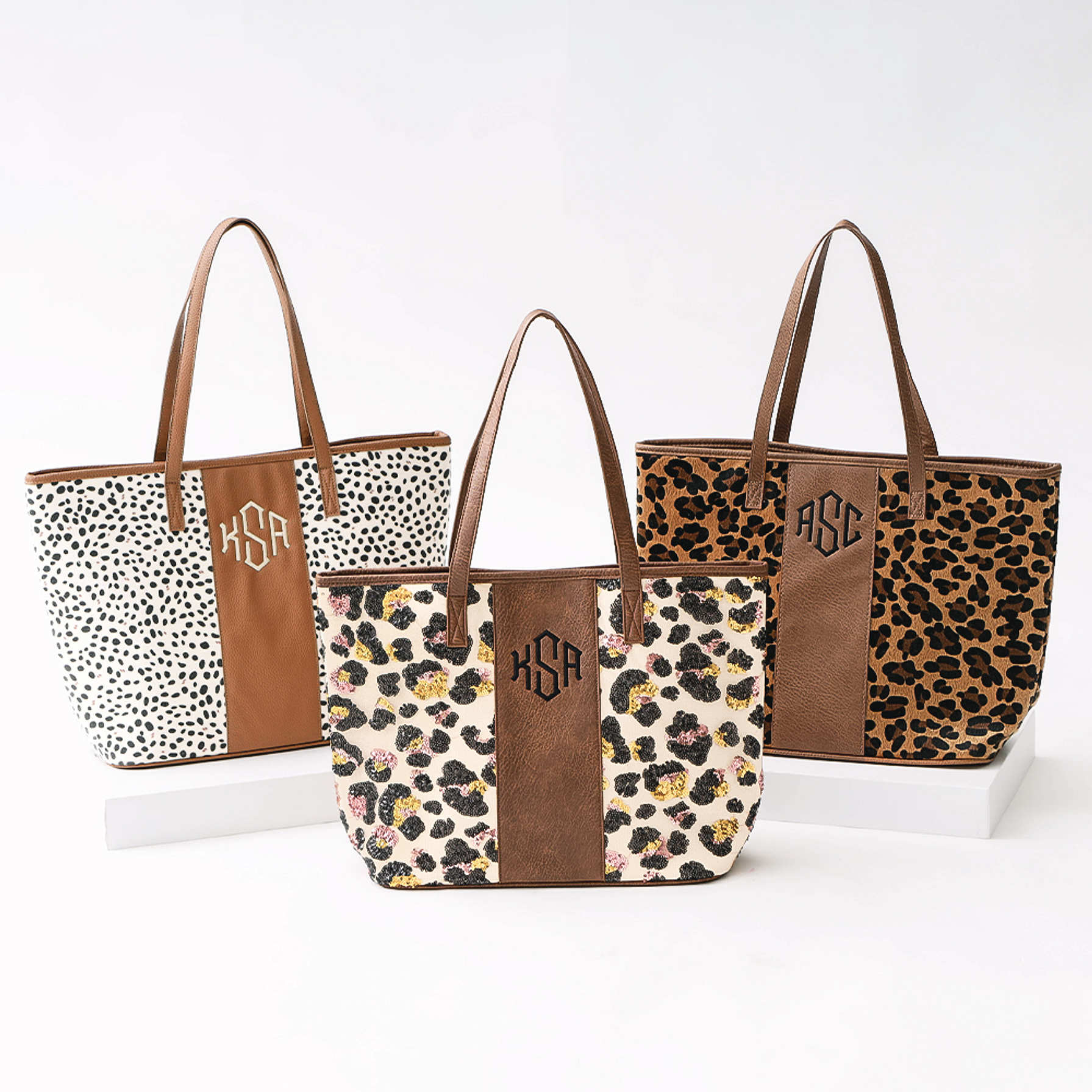 Monogrammed Leopard Print Tote Bag | Marleylilly