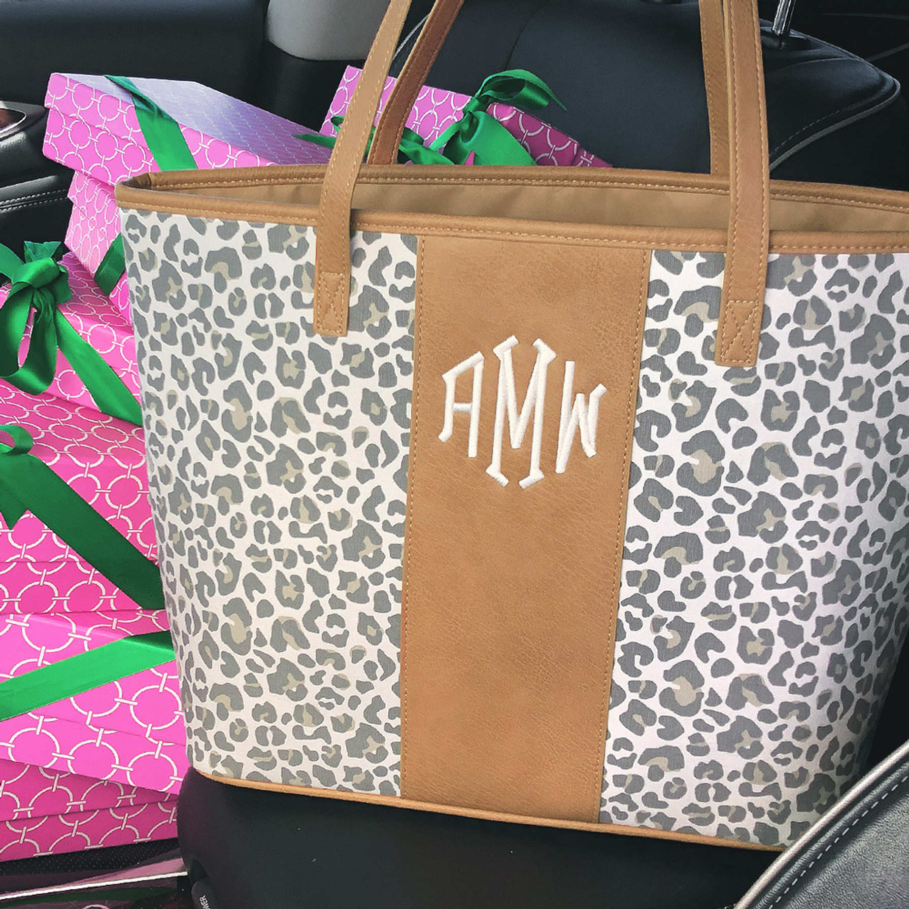 Monogrammed Leopard Print Purse/Tote Bag