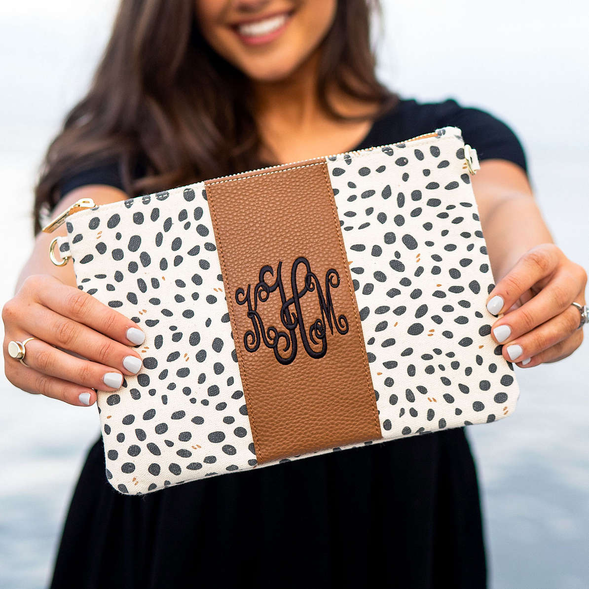Monogrammed Leopard Print Clutch