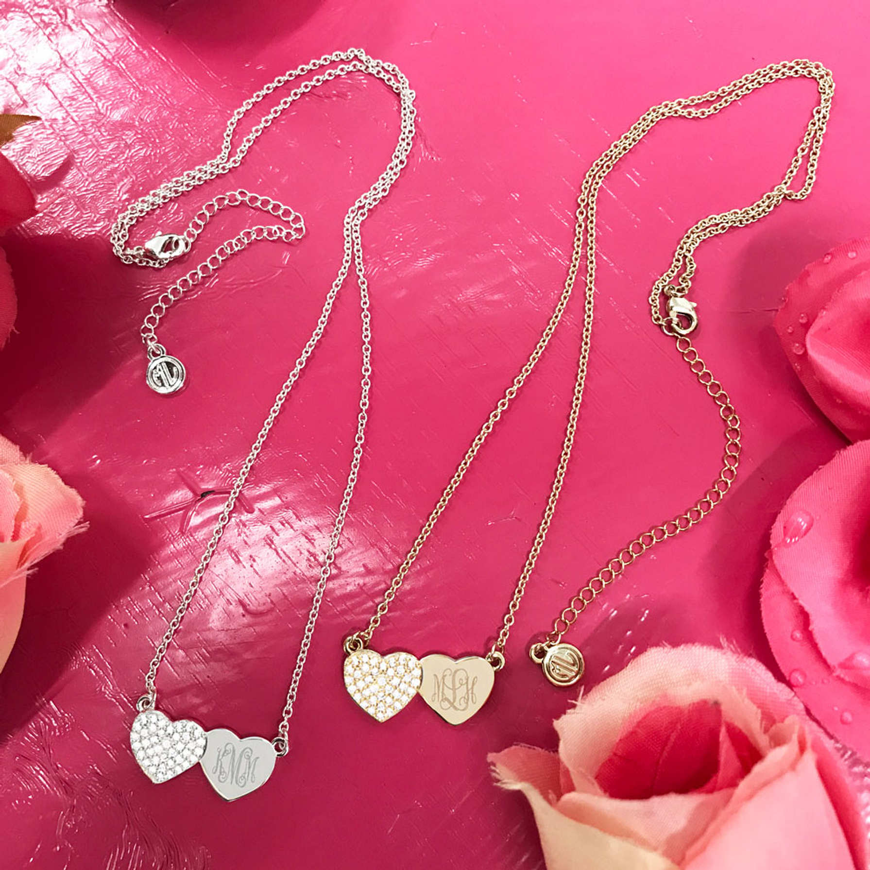 Monogrammed Pave Heart Necklace