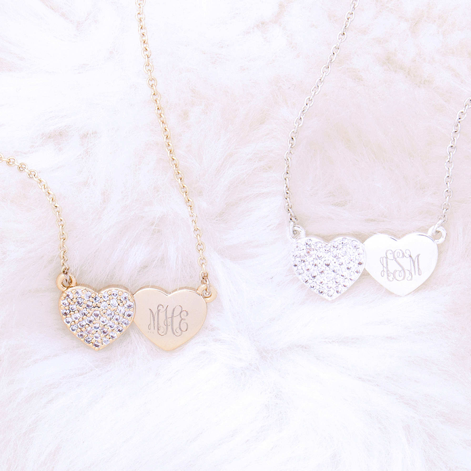 Monogrammed Pave Heart Necklace