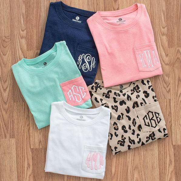 Monogrammed Pocket T-Shirt/Monogram Tee - Marleylilly