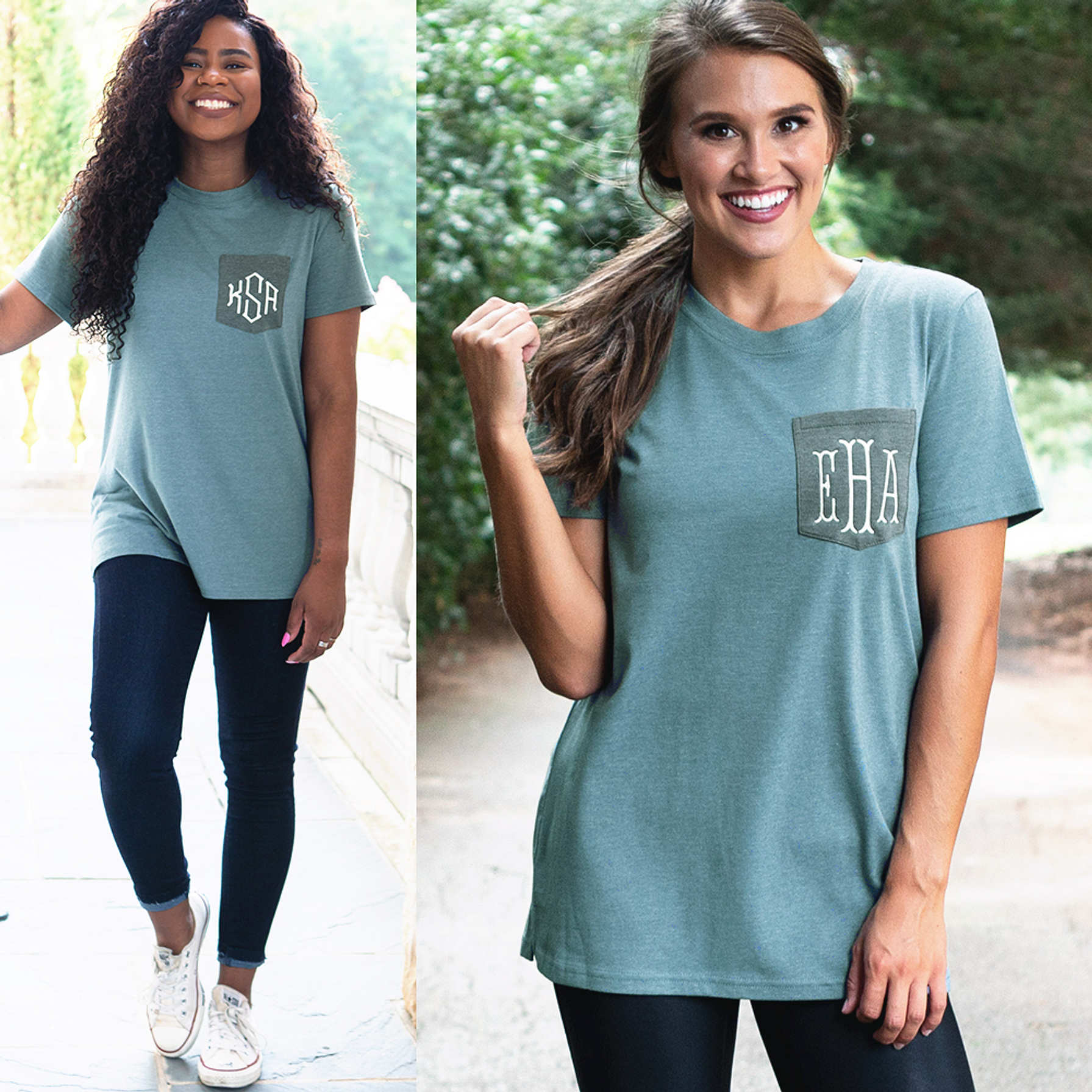 Monogrammed Pocket T-Shirt/Monogram Tee - Marleylilly