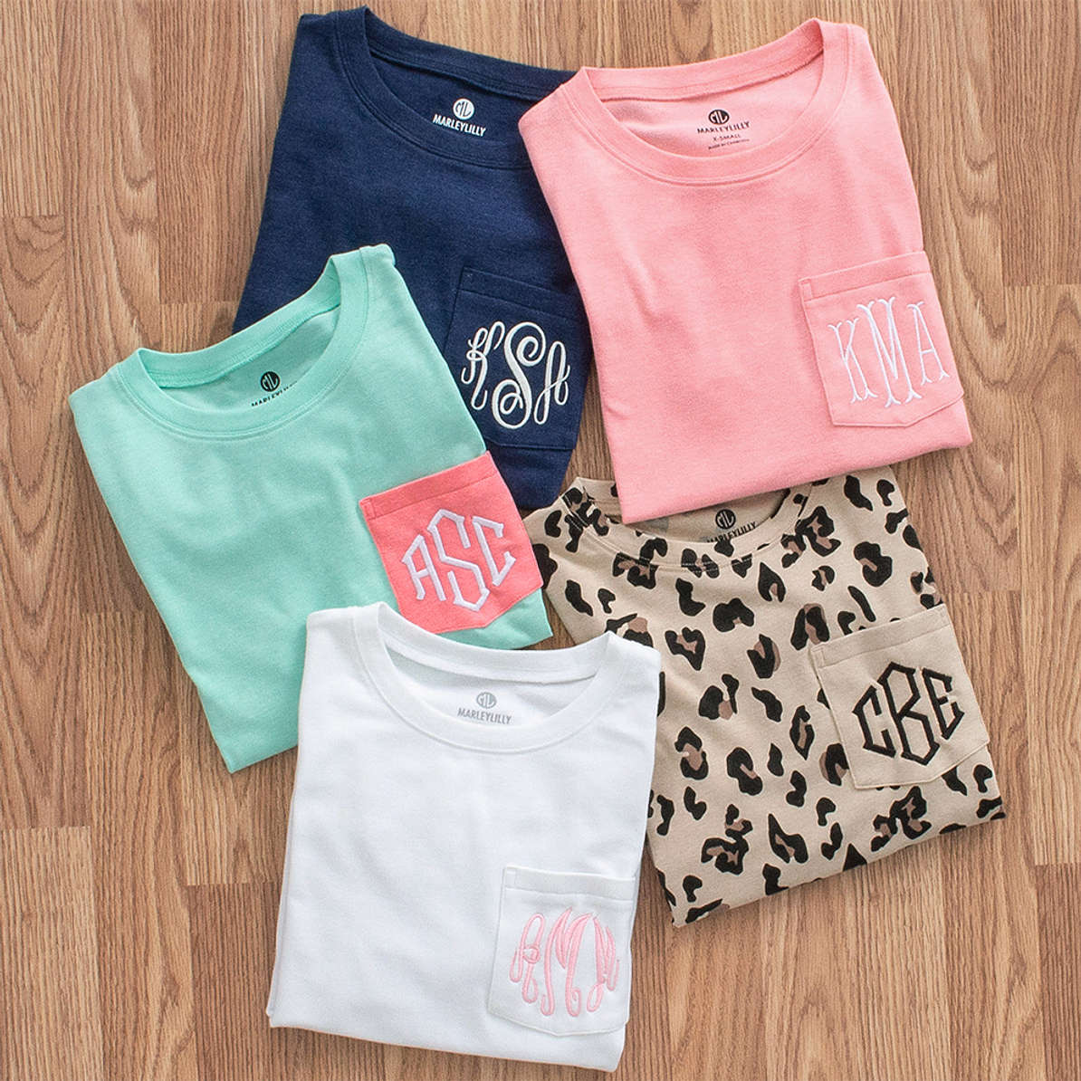 Monogrammed Pocket T-Shirt/Monogram Tee - Marleylilly