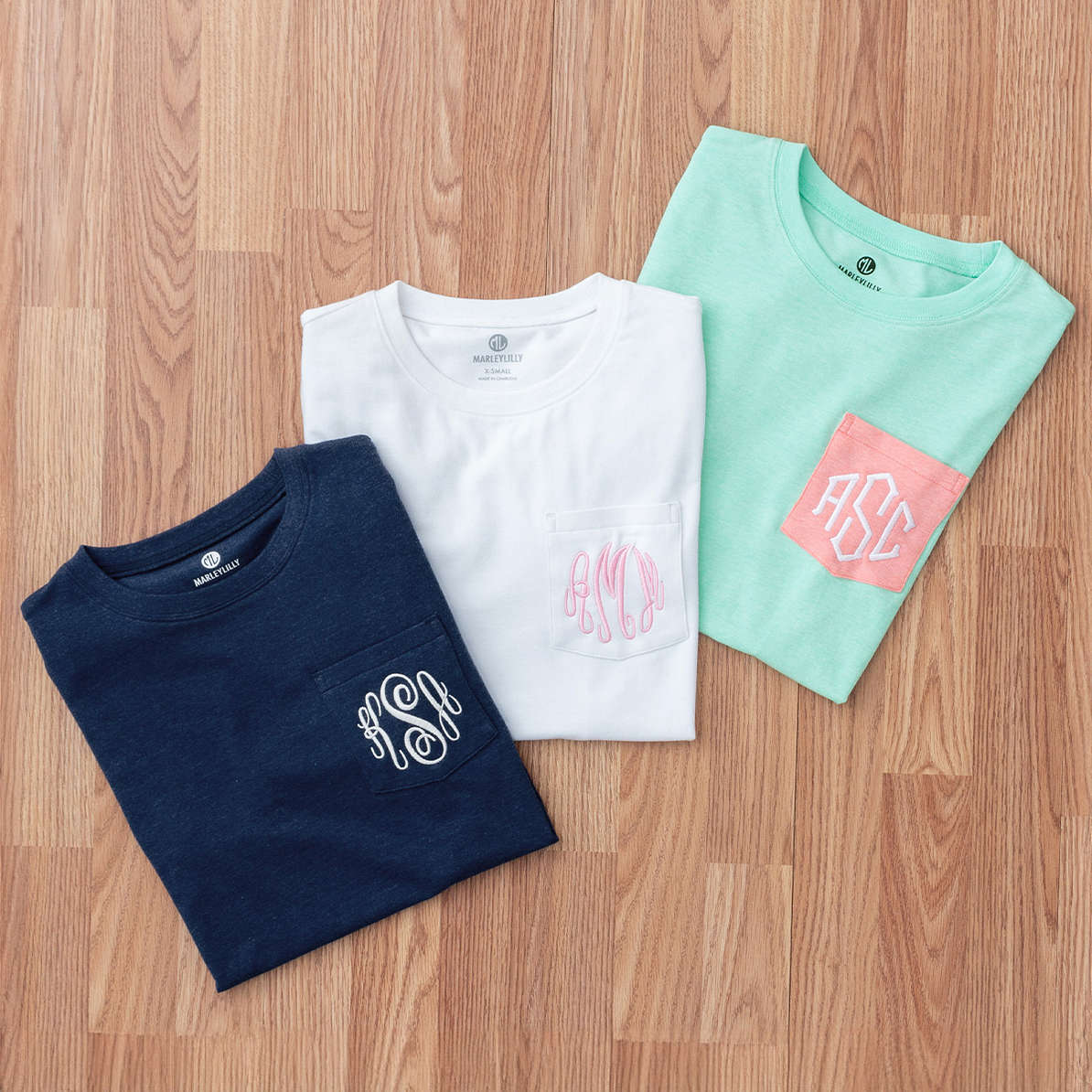 Monogrammed Pocket T-Shirt/Monogram Tee - Marleylilly