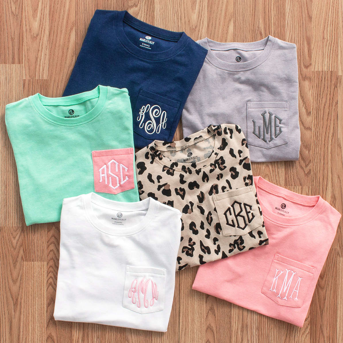 Monogrammed Pocket T-Shirt/Monogram Tee - Marleylilly