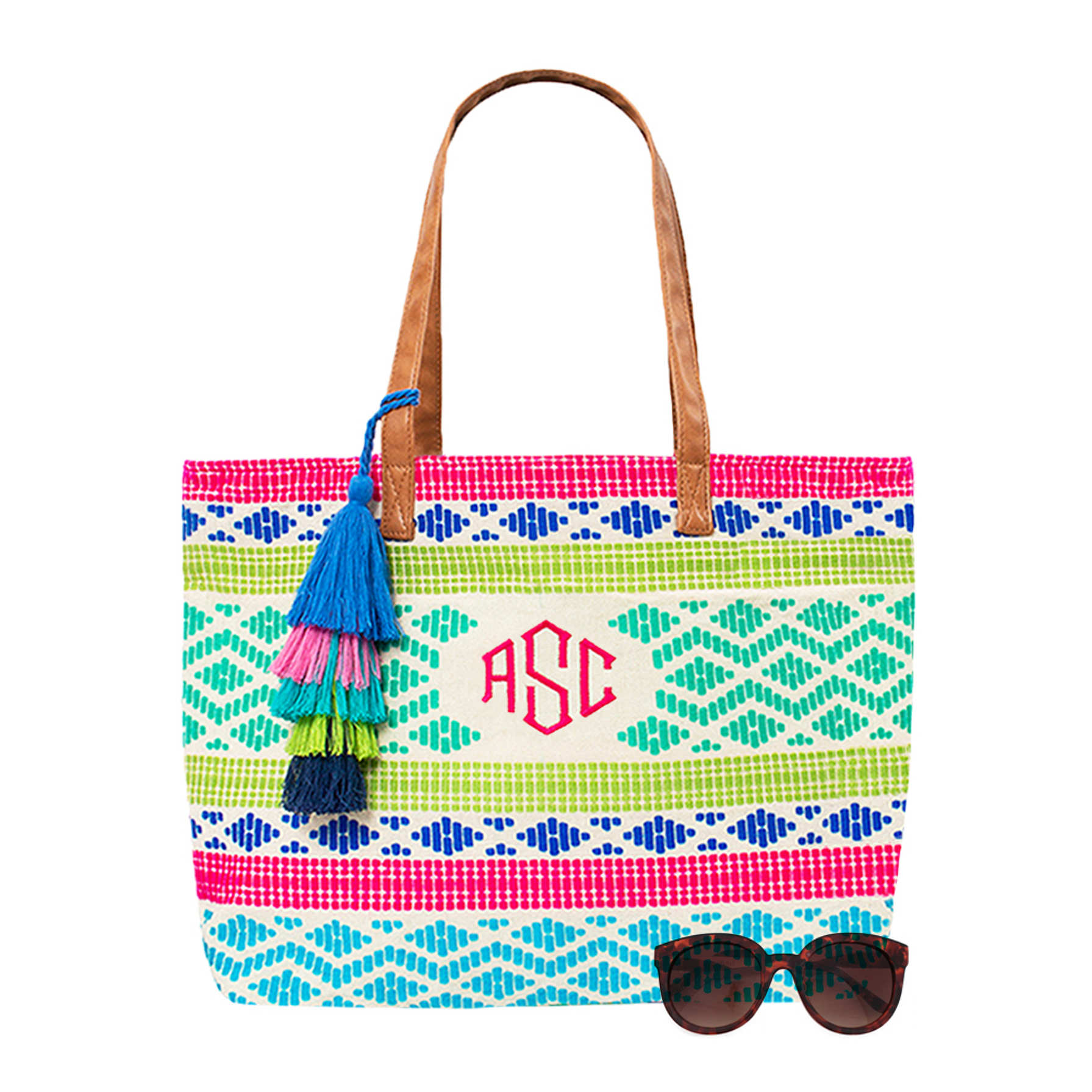 Monogrammed Tropical Tote