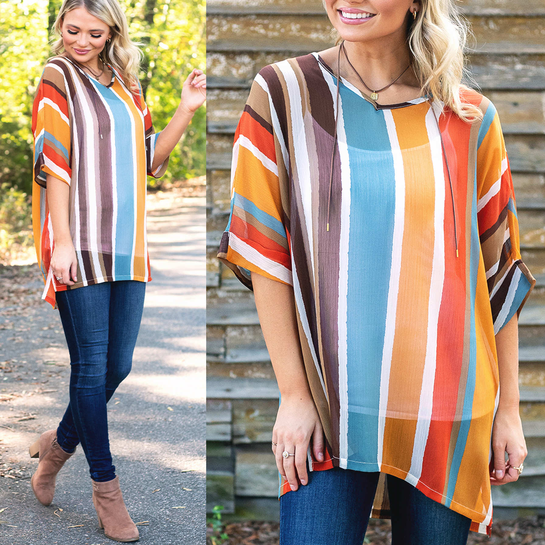 Monogrammed Striped Tunic Top - Women's Custom Tunics & Tops