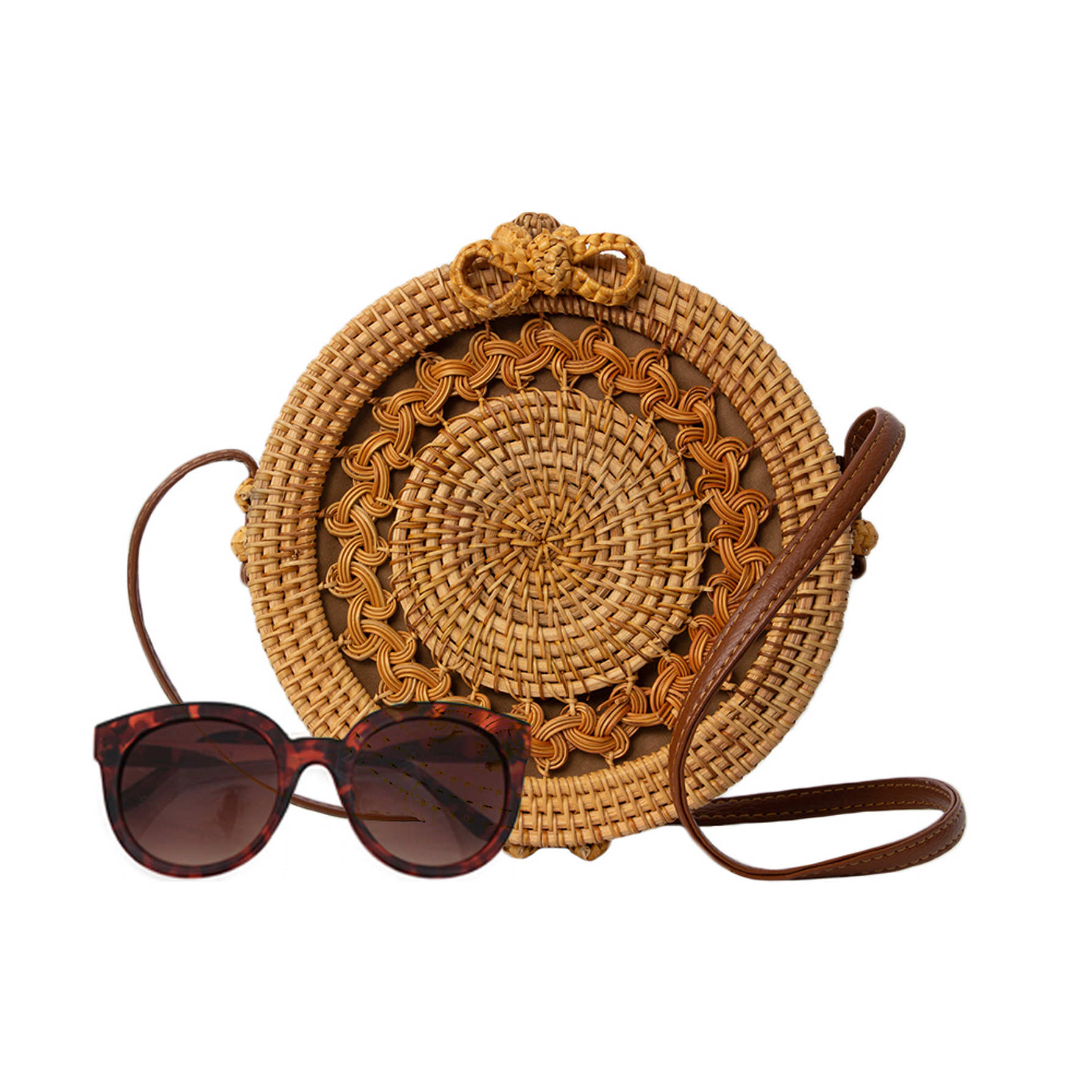 Round Straw Shoulder Bag - Marleylilly