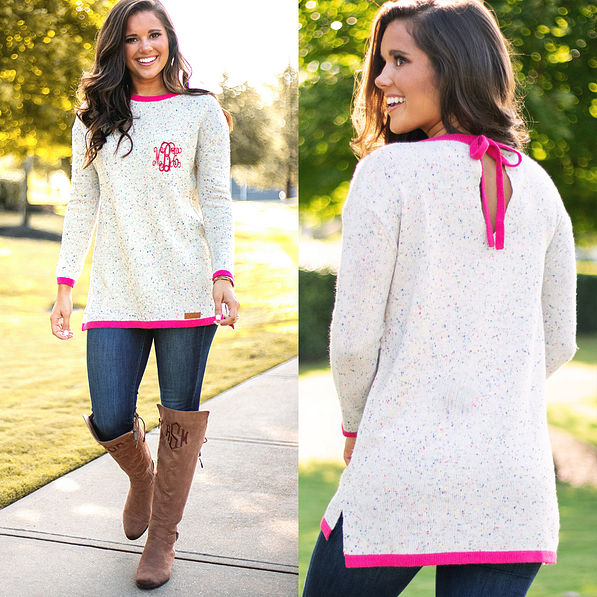 Personalized Pink & Cream Sweater