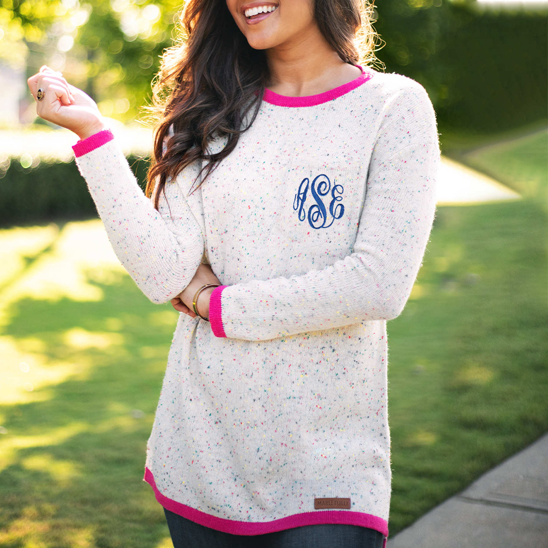 Personalized Pink & Cream Sweater