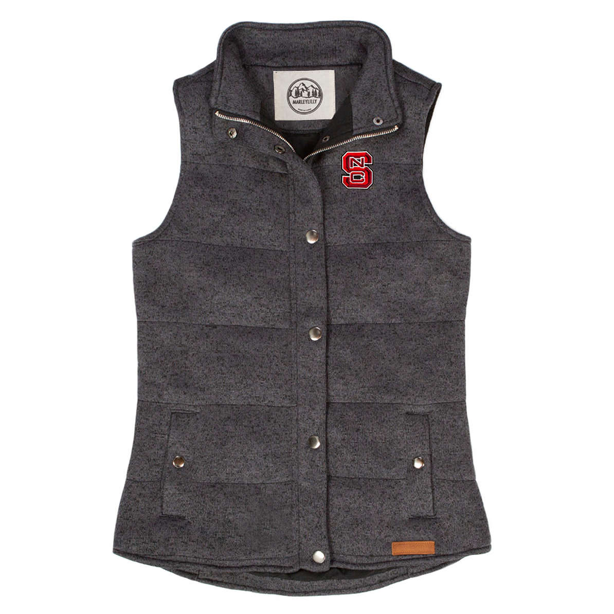 Women's Personalized NC State Heathered Quilted Vest - Marleylilly