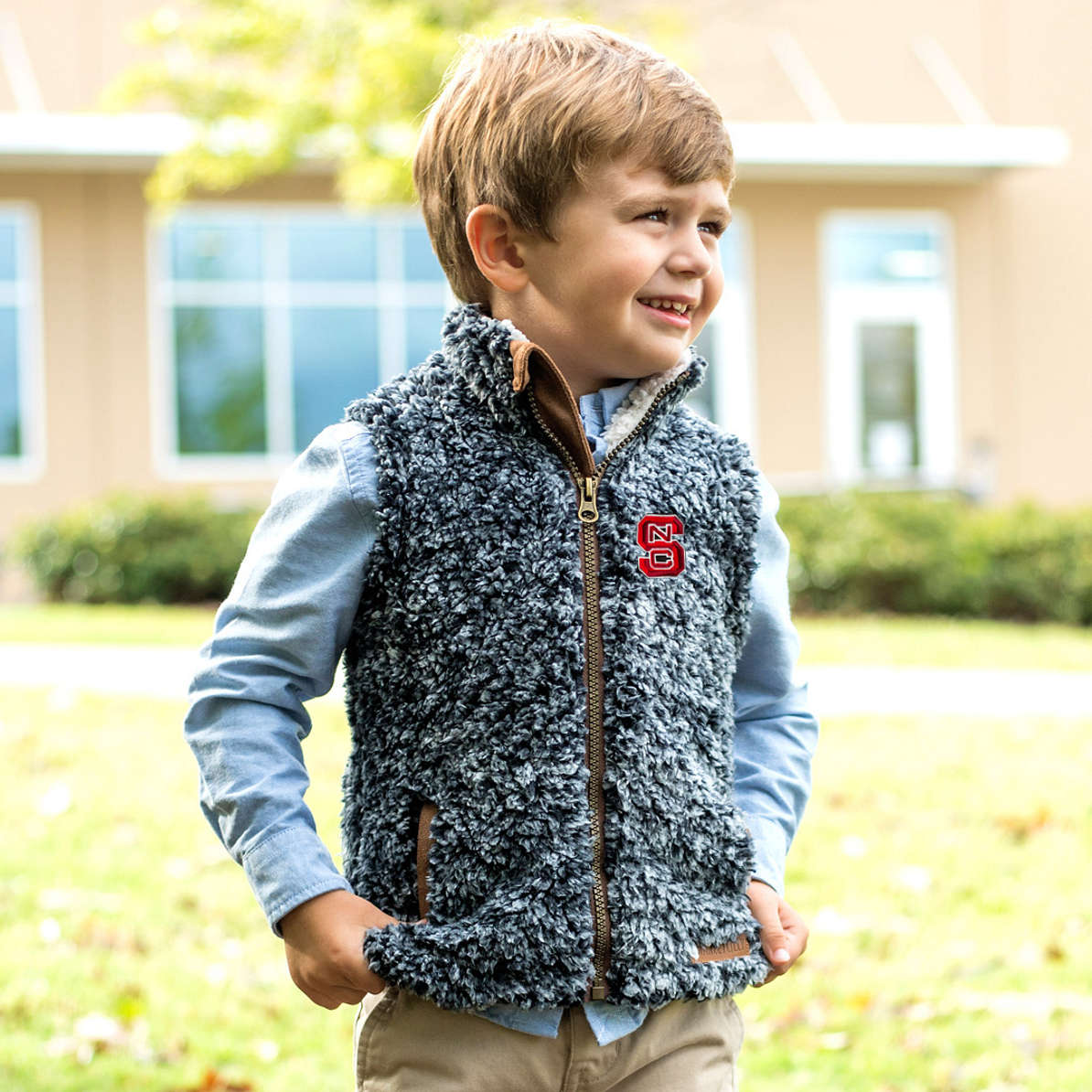 NC State Wolfpack Youth Heathered Sherpa Vest - Marleylilly
