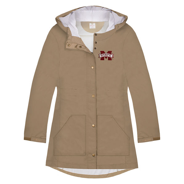 Mississippi State Rain Jacket in Khaki with Logo — Marleylilly
