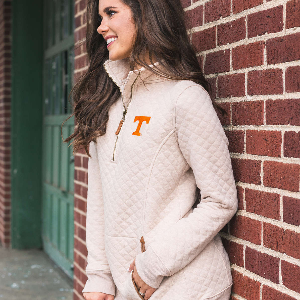 Tennessee Volunteers Quilted Pullover Sweatshirt in Oatmeal - Marleylilly