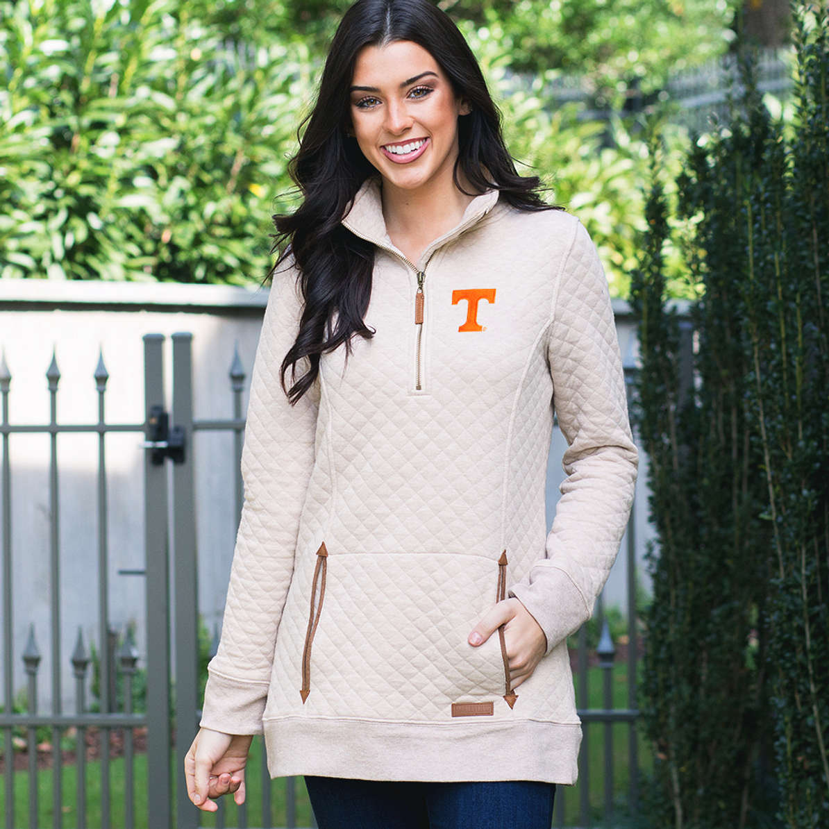 Tennessee Volunteers Quilted Pullover Sweatshirt in Oatmeal - Marleylilly