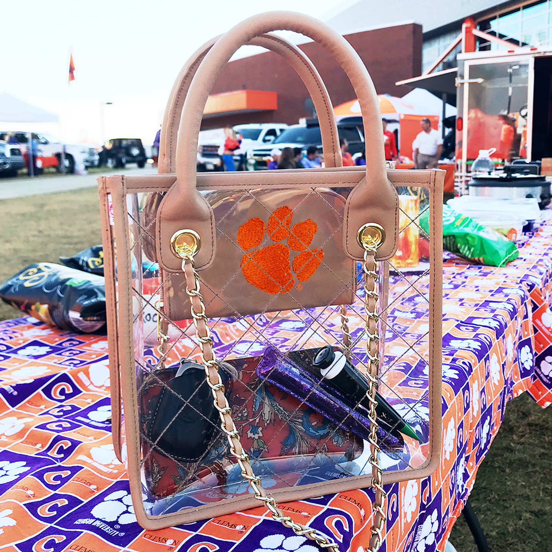 NCAA Clemson Tigers Clear Quilted Tote - Marleylilly