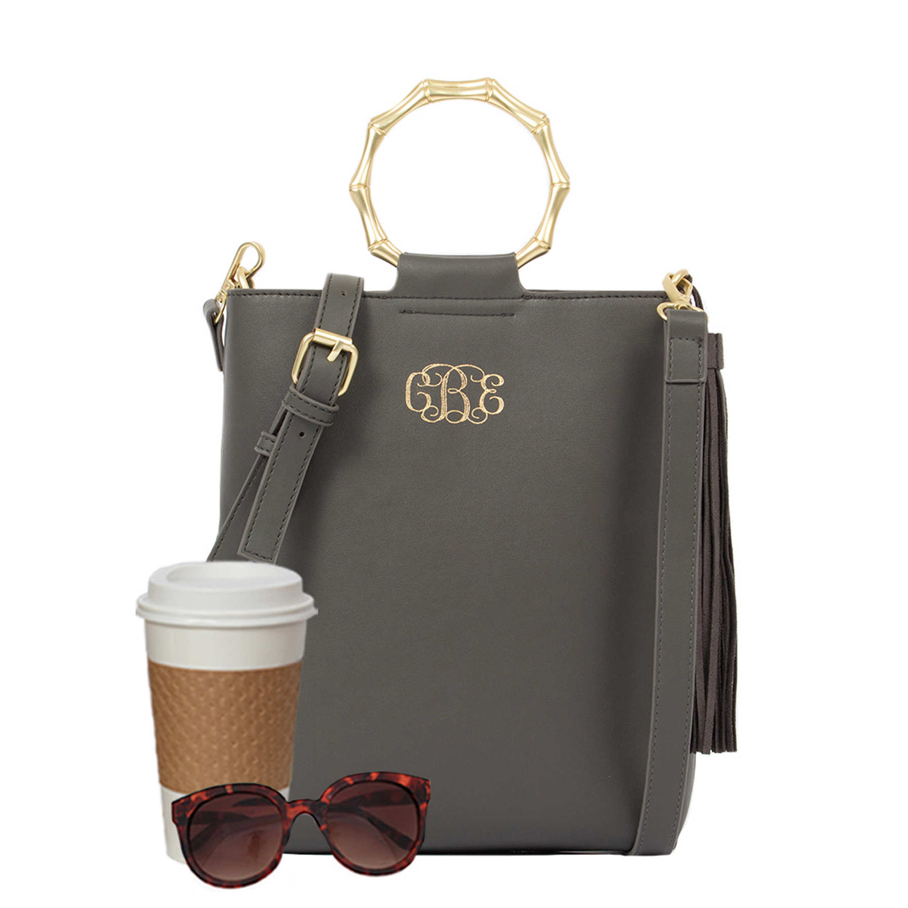 Monogrammed Ring Handle Tote Purse