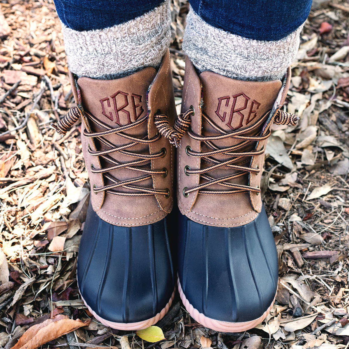 Personalized Navy and Brown Boots