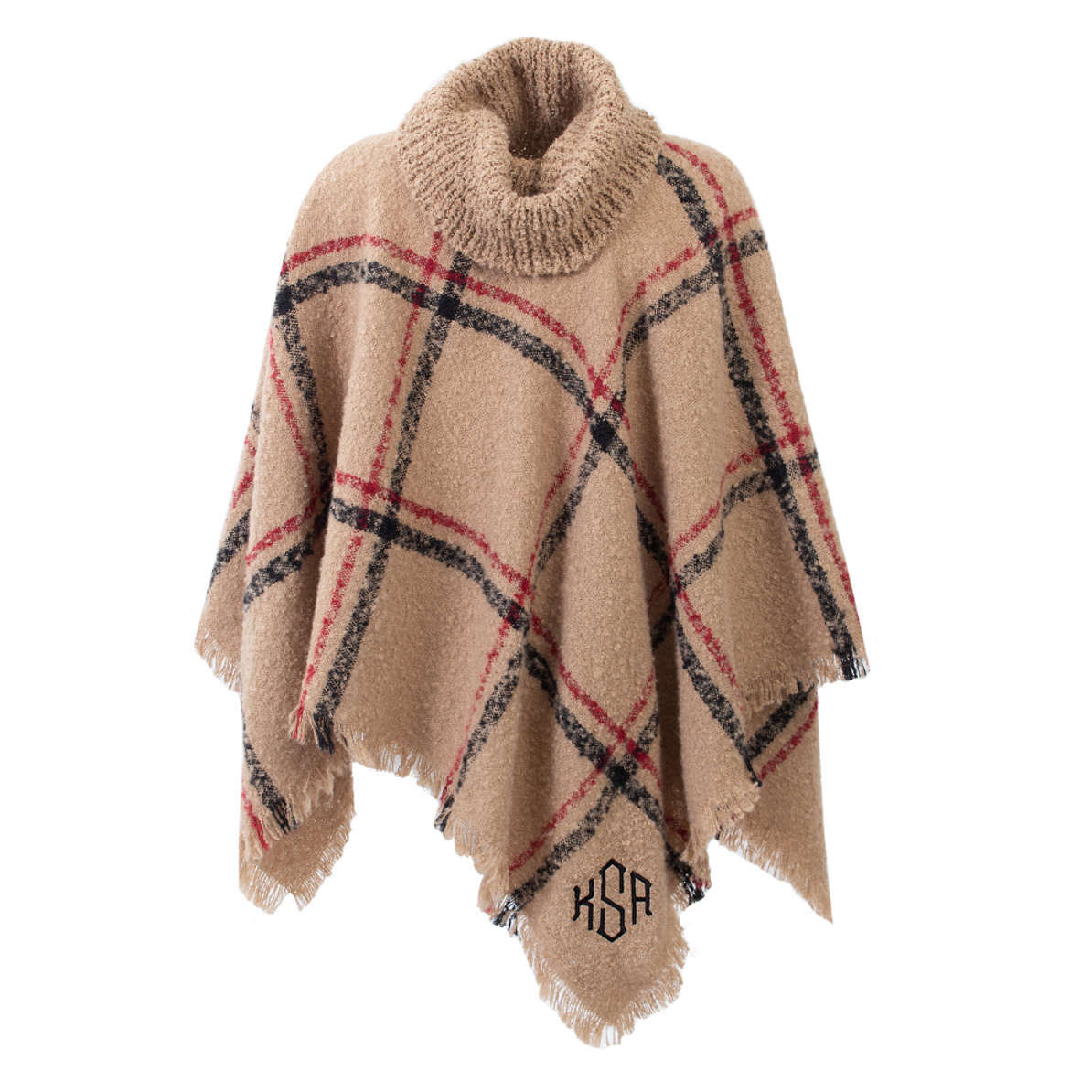 Women's Personalized Plaid Poncho - Marleylilly