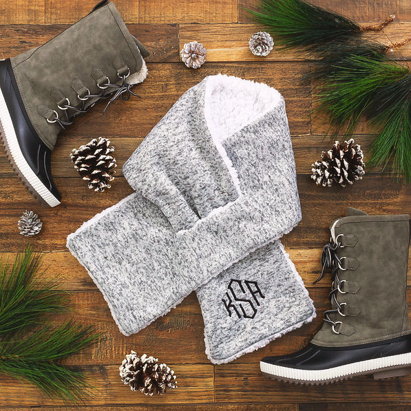 Monogrammed Sherpa Reversible Scarf - Marleylilly