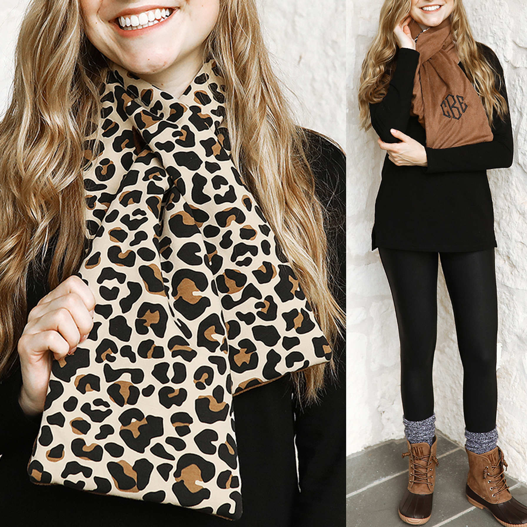 Monogrammed Sherpa Reversible Scarf - Marleylilly