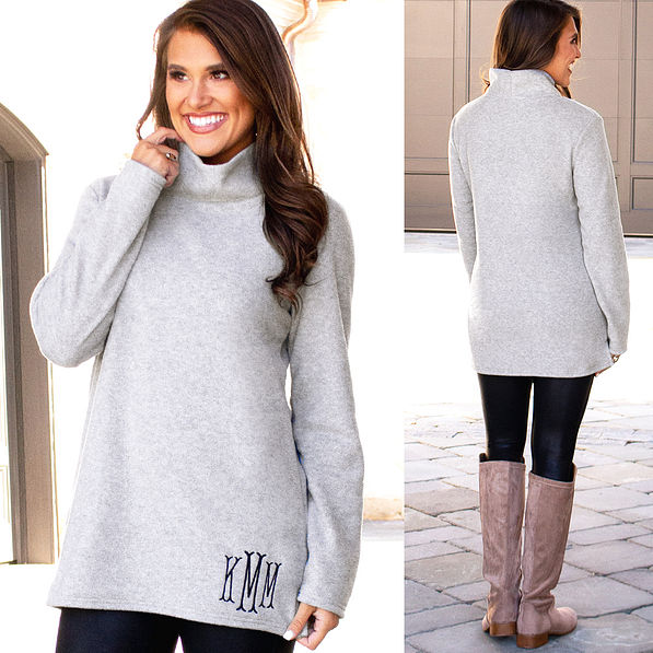 Monogrammed Fleece Tunic - Marleylilly