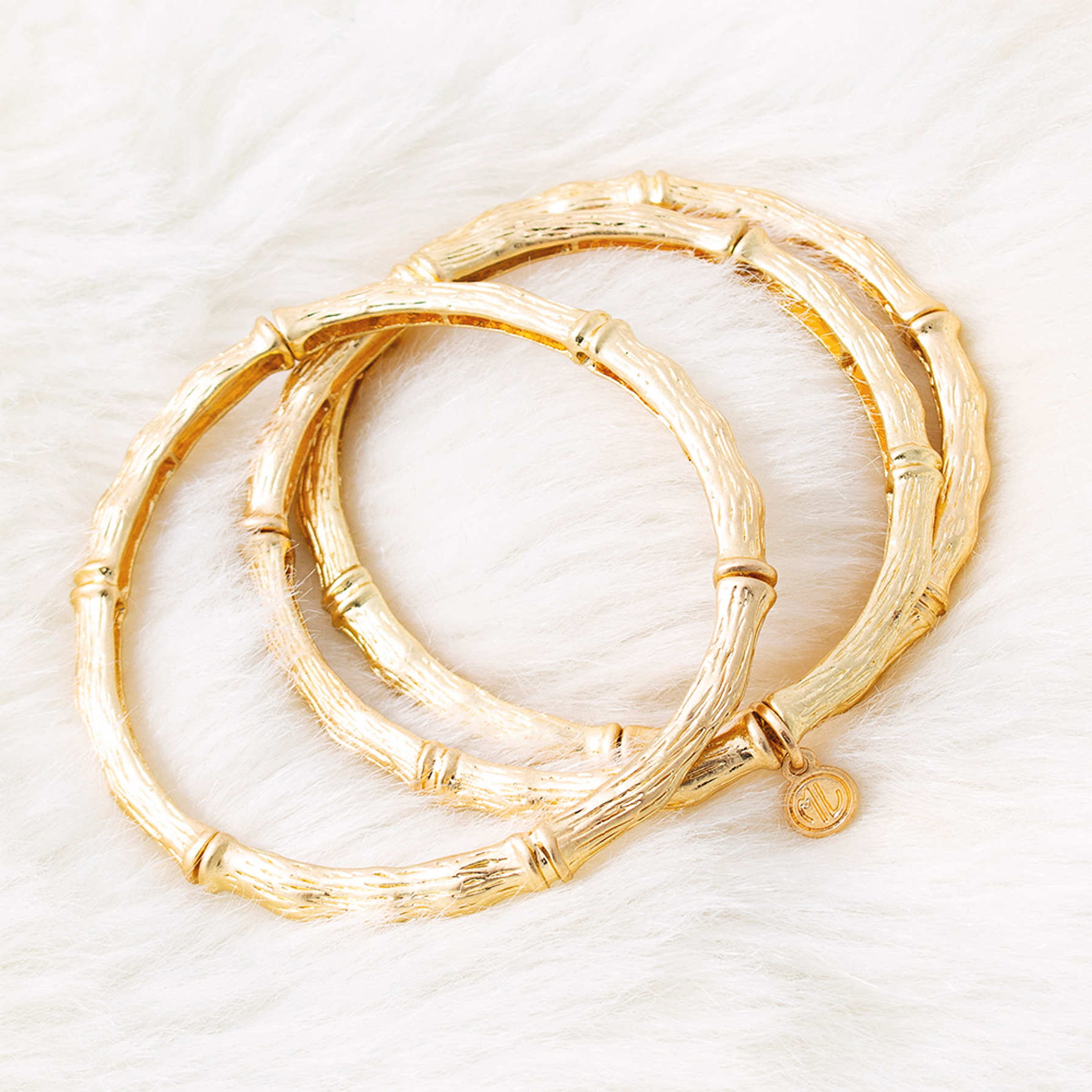 Ladies Gold Bamboo Bangles