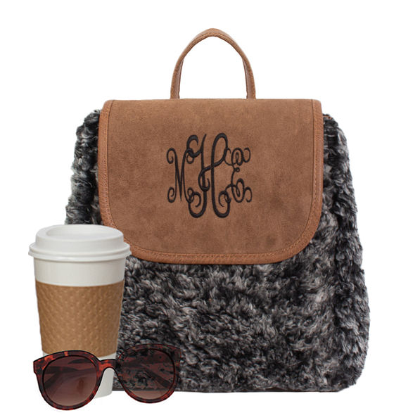 Mini Monogrammed Sherpa Backpack - Marleylilly
