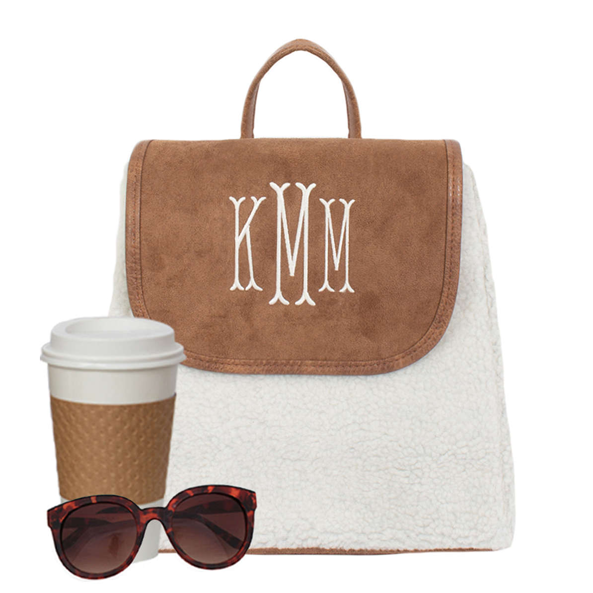 Mini Monogrammed Sherpa Backpack - Marleylilly