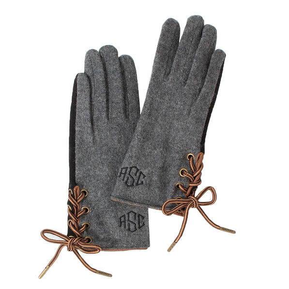 Monogrammed Gloves for Women — Lace-Up Detail