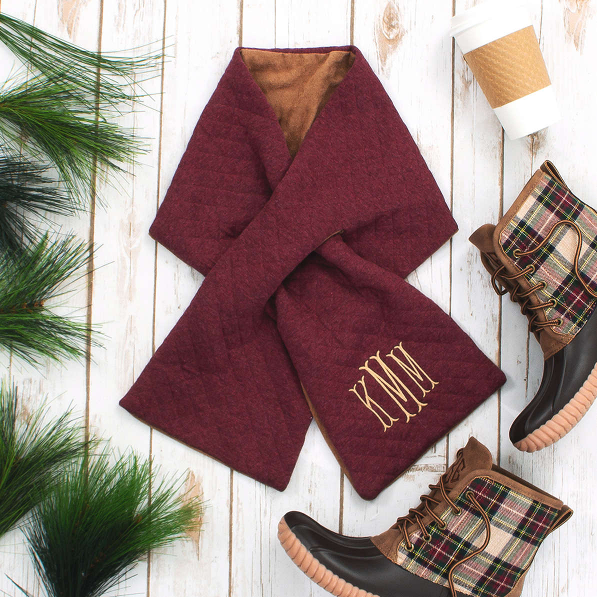 Personalized Reversible Quilted Scarf - Marleylilly