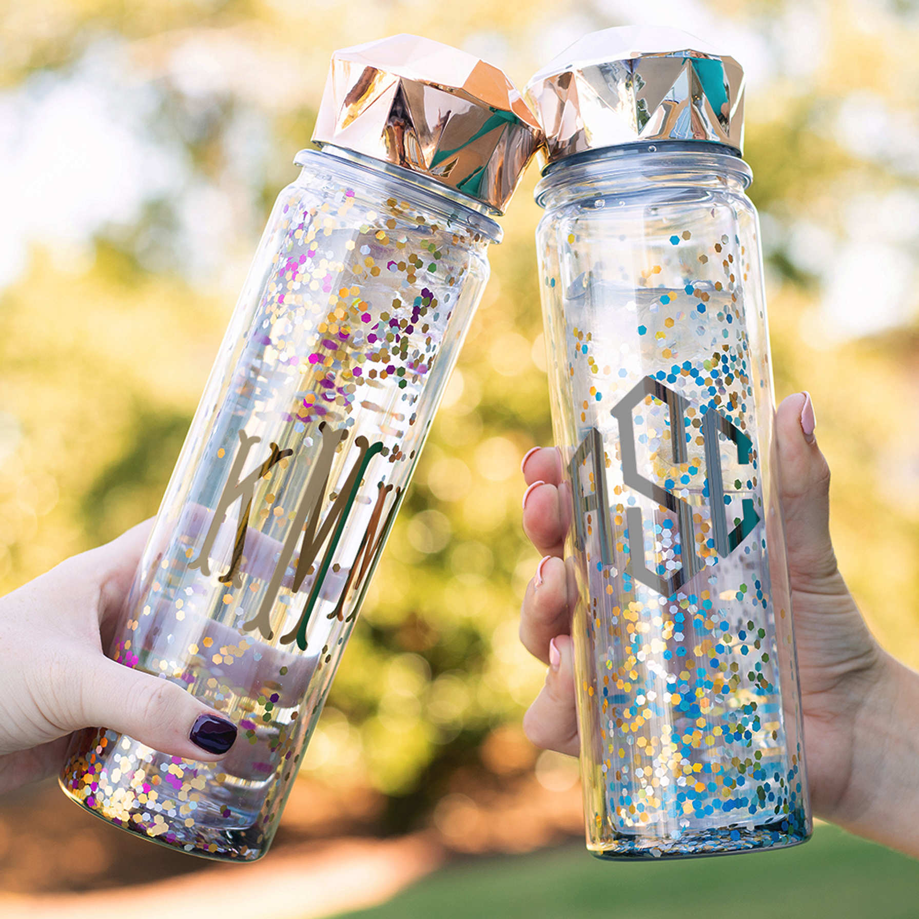 Personalized Ladies Sparkly Water Bottle