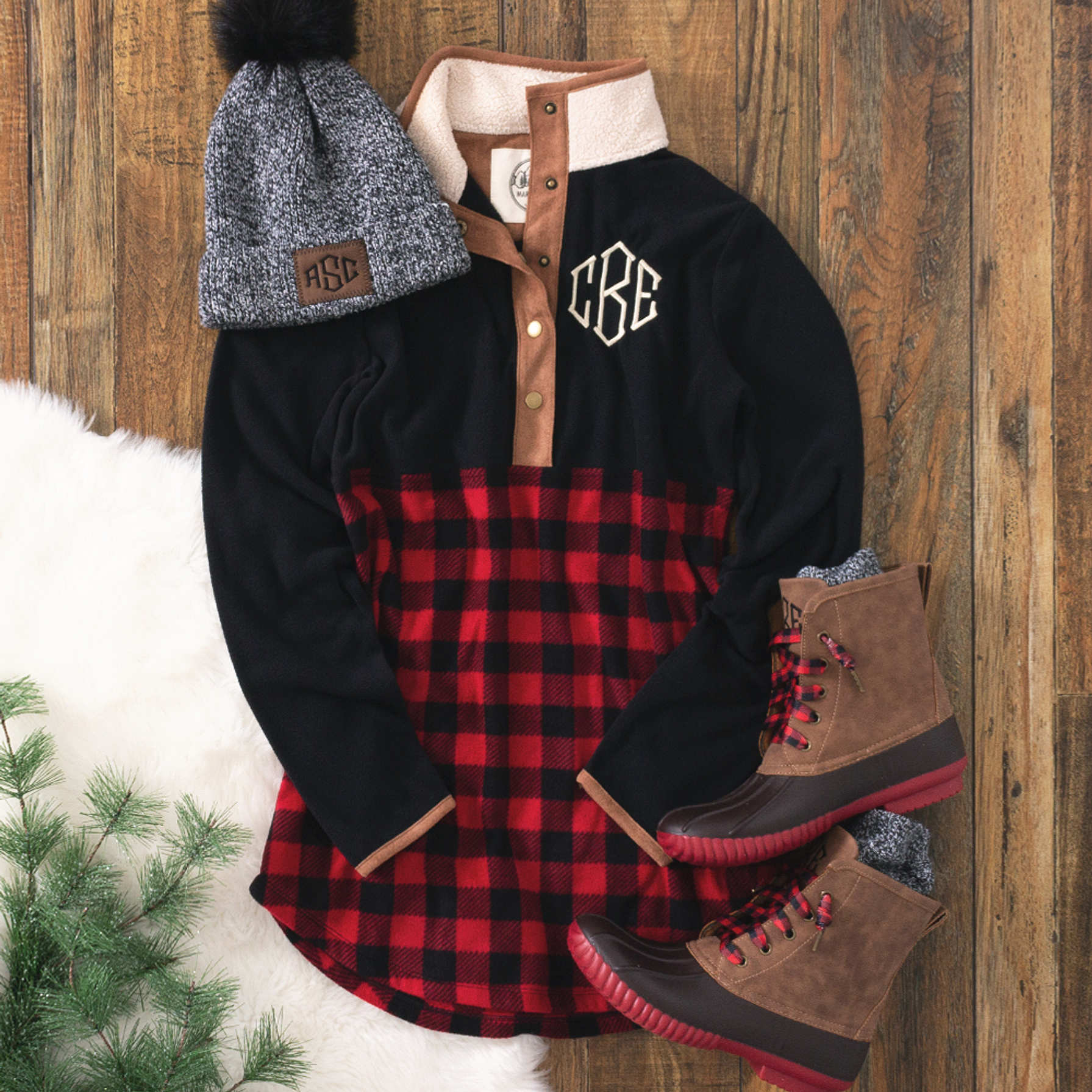 Personalized Buffalo Plaid Fleece Pullover