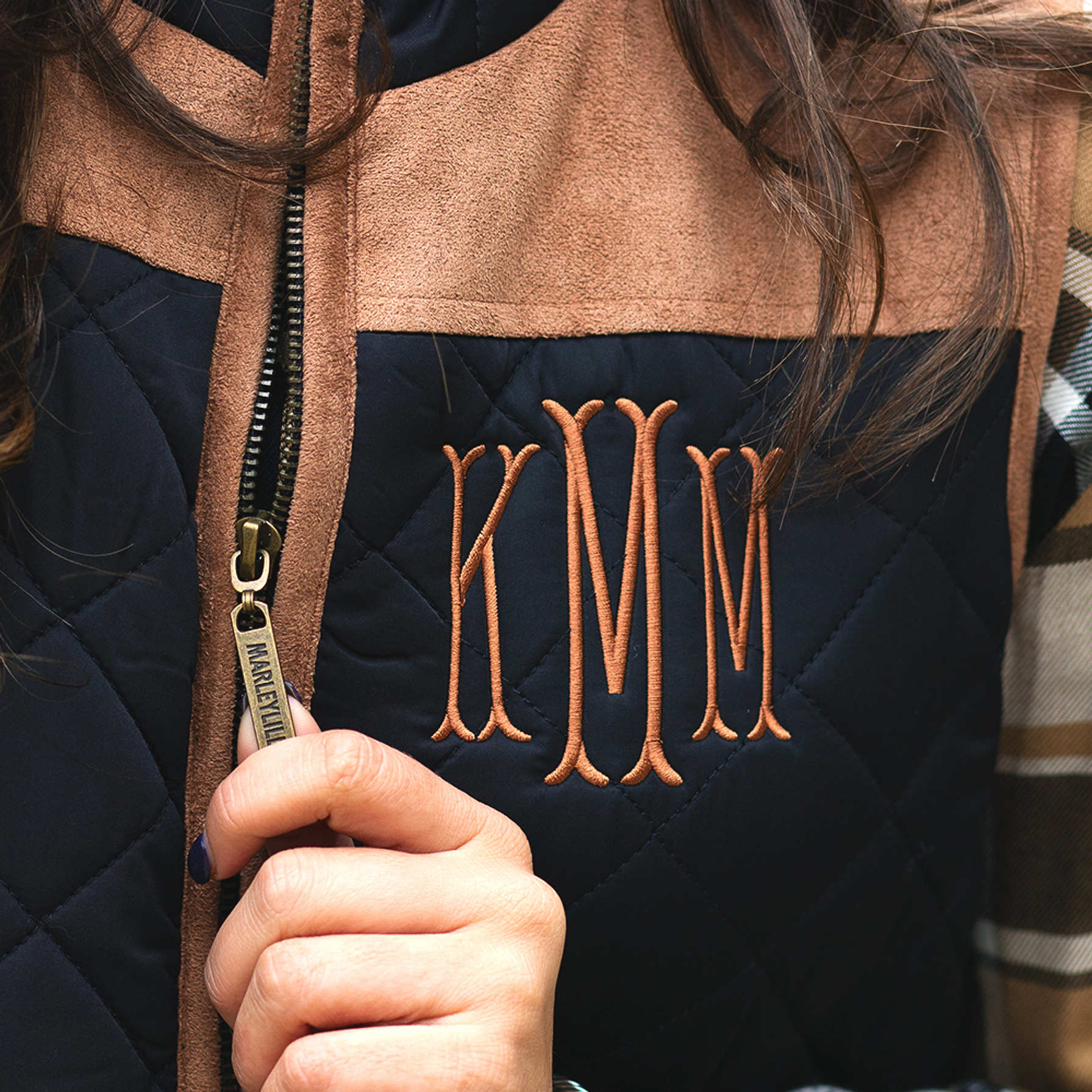 Personalized Black Quilted Barn Vest - Marleylilly