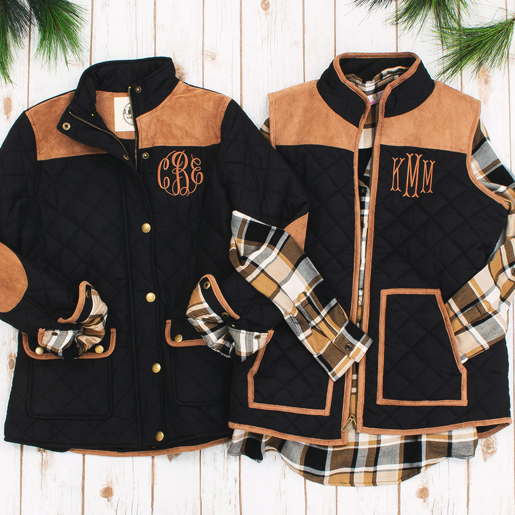 Personalized Black Quilted Barn Vest - Marleylilly