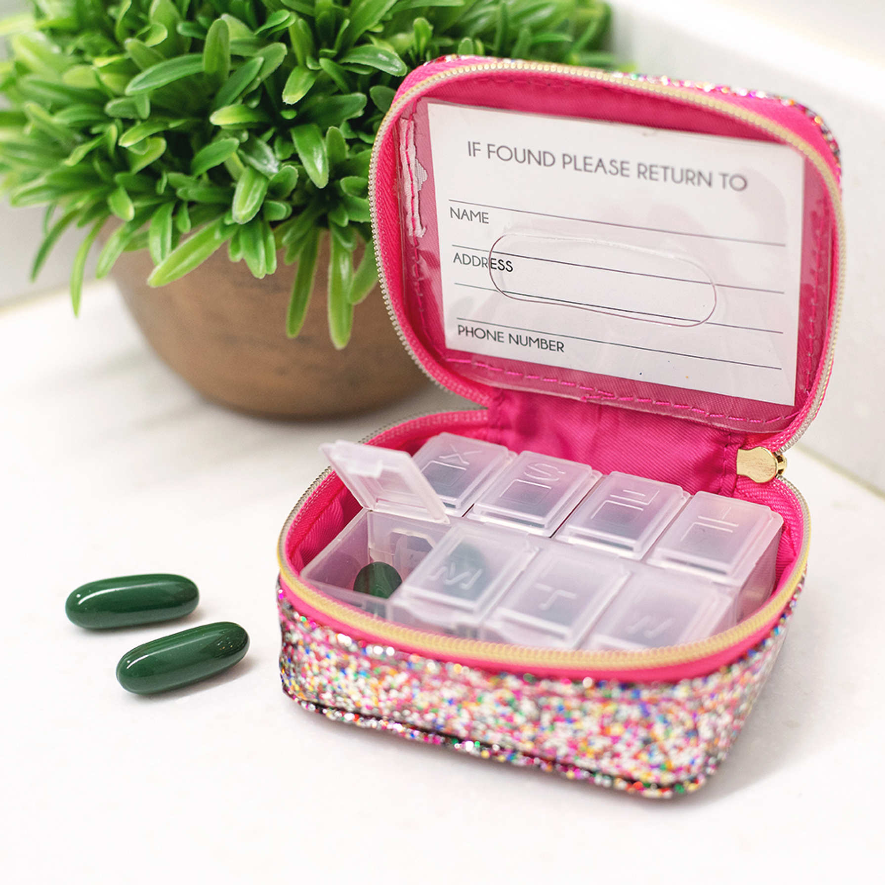 Colorful Glitter Pill Box - Marleylilly