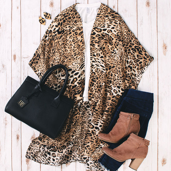 Leopard Kimono - Sheer Leopard Cover Up w/ Open Front
