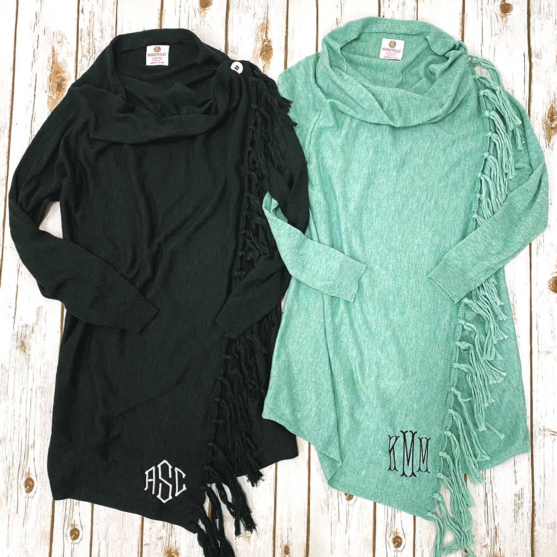 Personalized Fringe Wrap Cardigan - Marleylilly