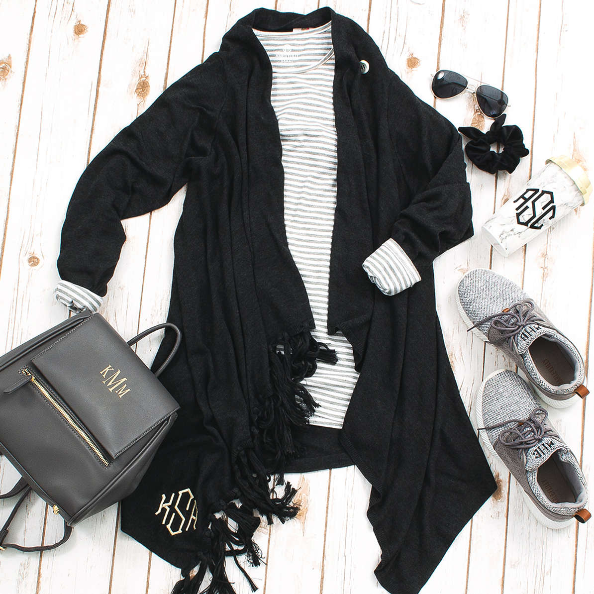Personalized Fringe Wrap Cardigan - Marleylilly