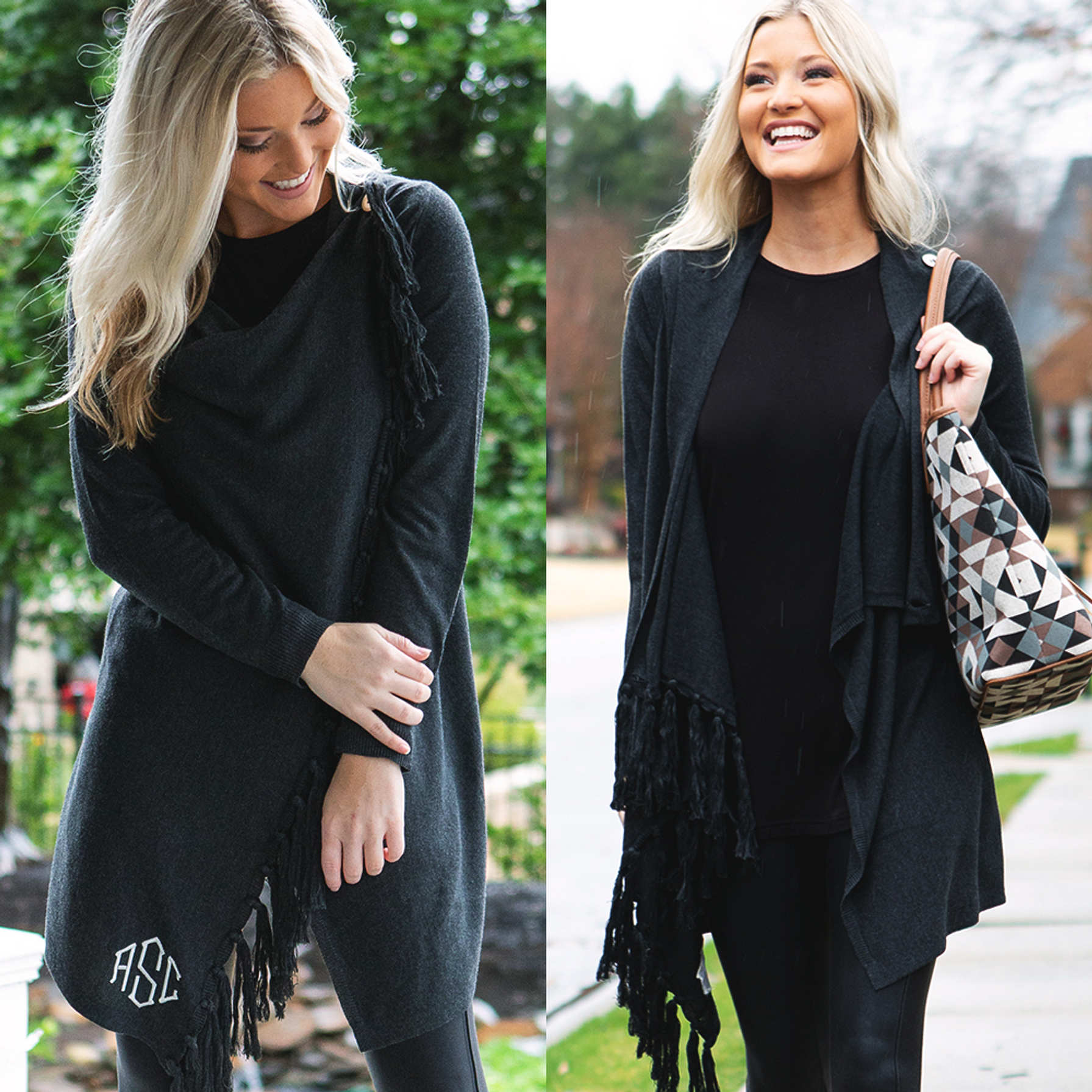 Personalized Fringe Wrap Cardigan - Marleylilly