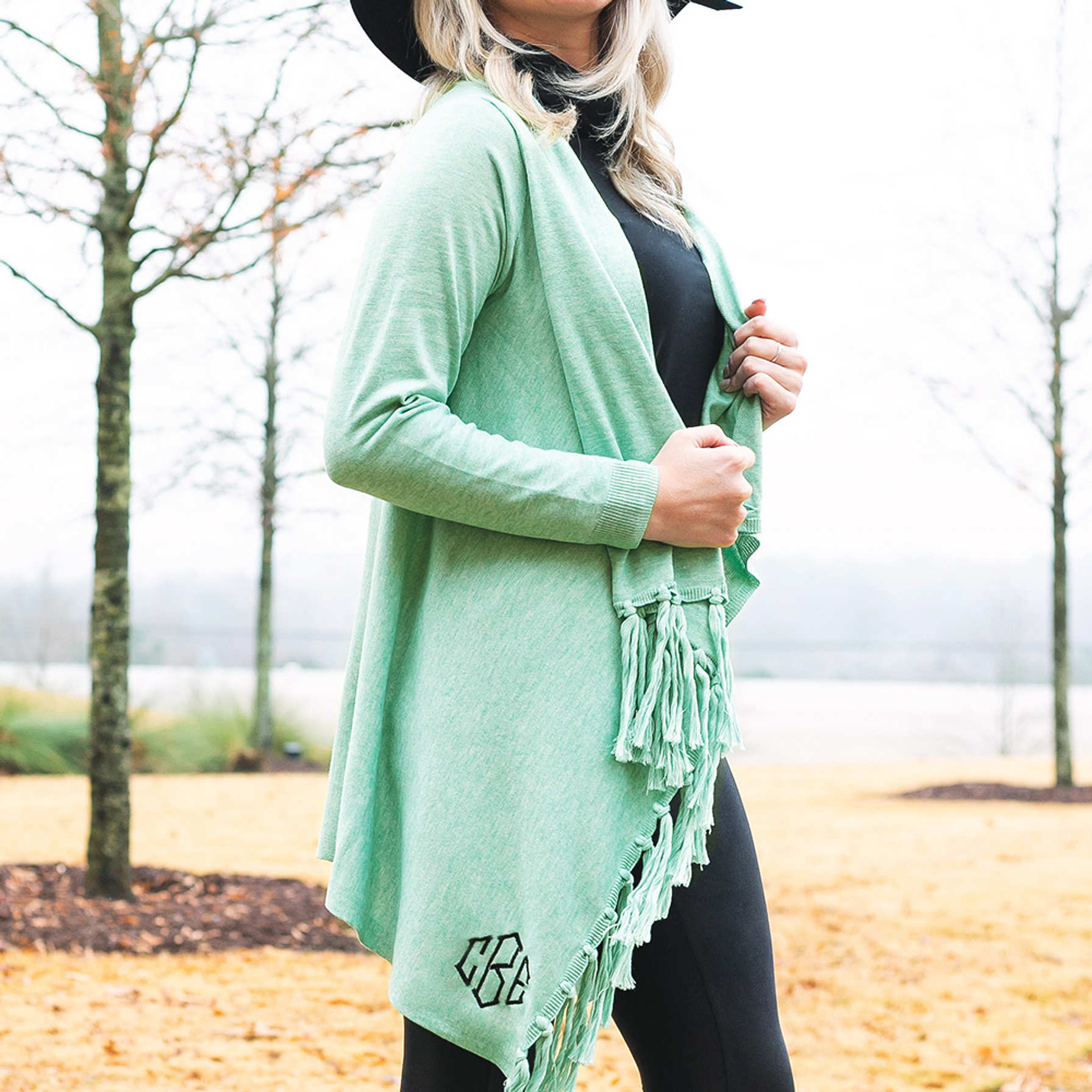 Personalized Fringe Wrap Cardigan - Marleylilly