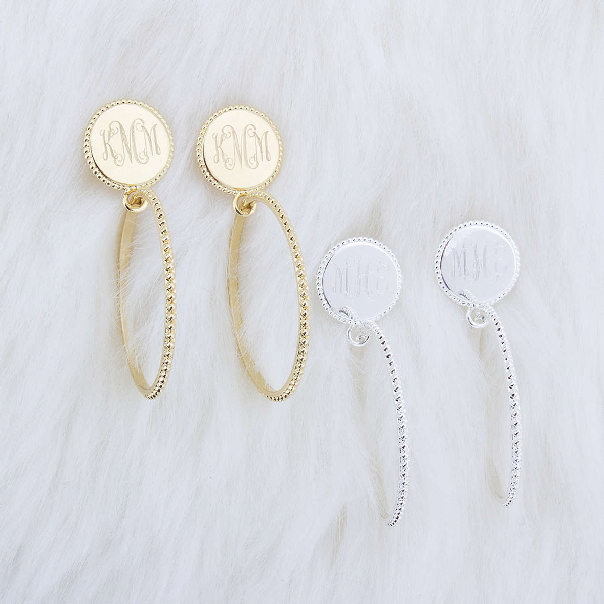 Women's Personalized Beaded Hoop Earrings - Marleylilly
