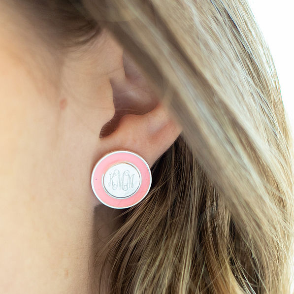Personalized Enamel Stud Earrings - Marleylilly