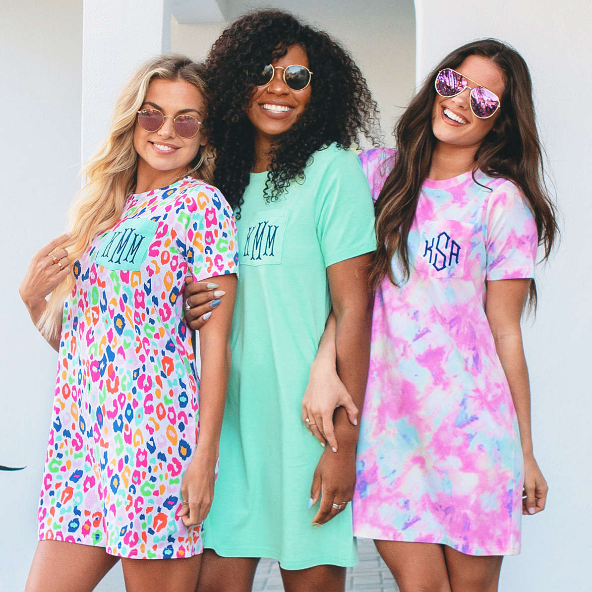 Monogrammed T-Shirt Dress, Short Sleeve - Marleylilly