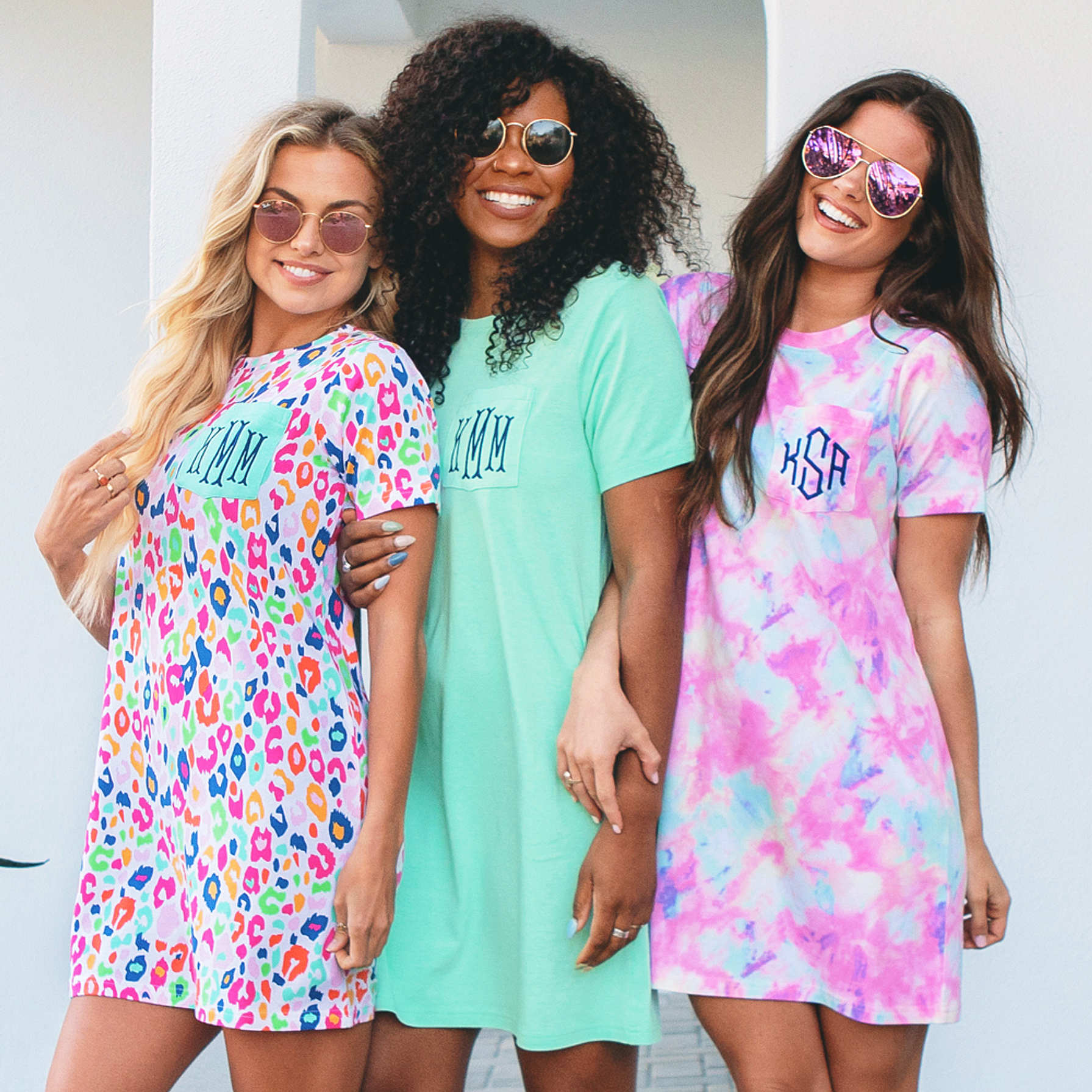 Monogrammed T-Shirt Dress, Short Sleeve - Marleylilly