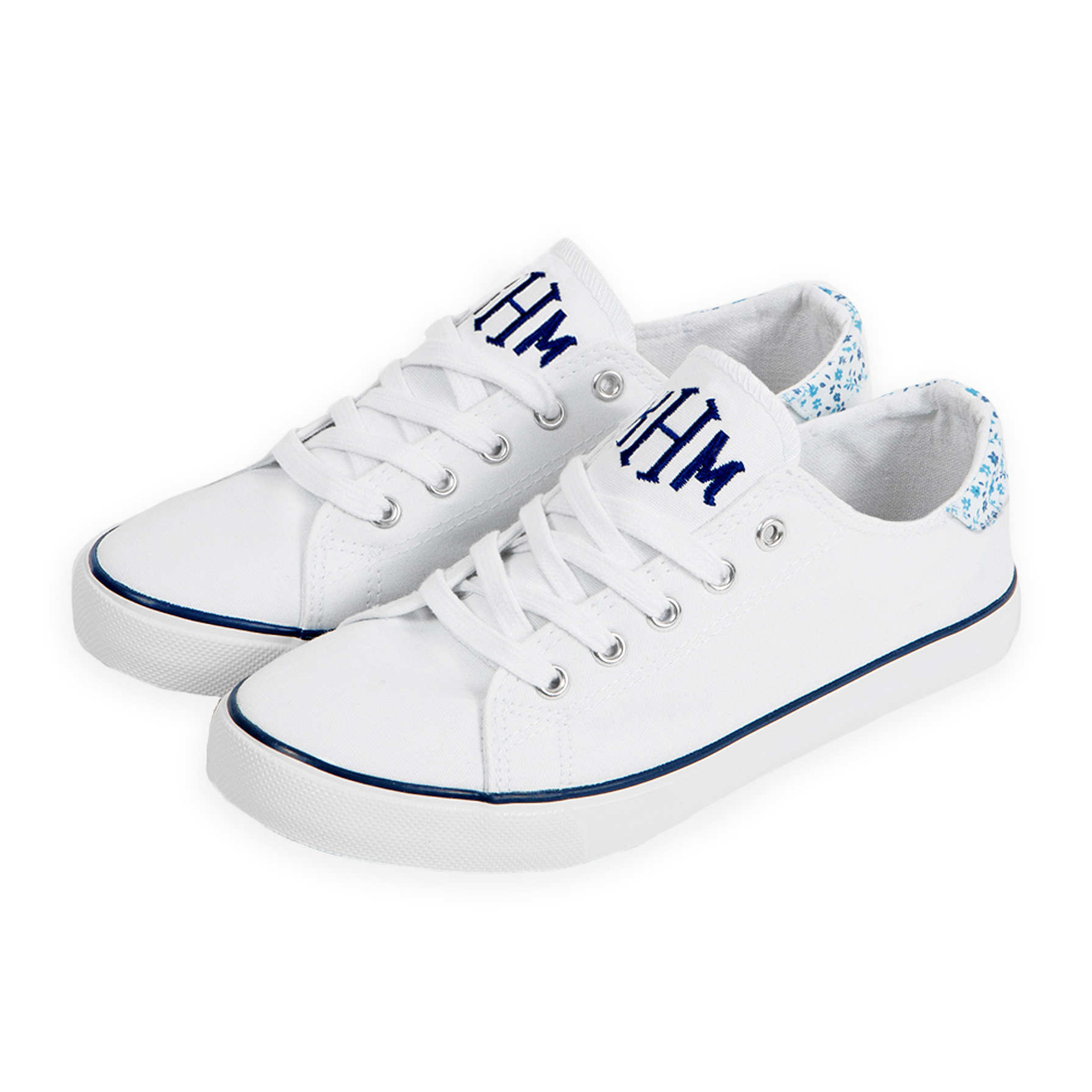 White Canvas Monogrammed Sneakers - Marleylilly