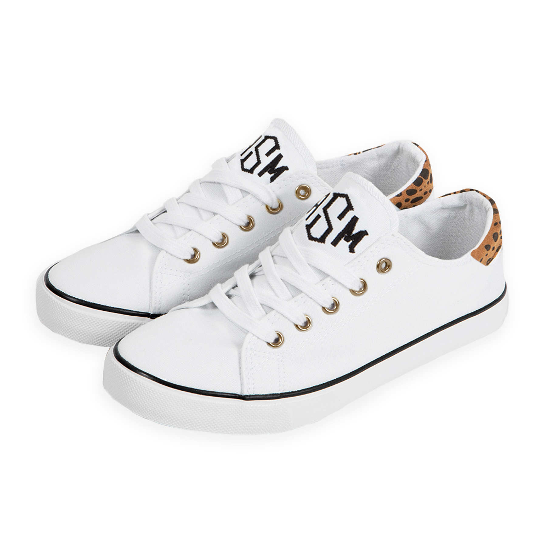 White Canvas Monogrammed Sneakers - Marleylilly
